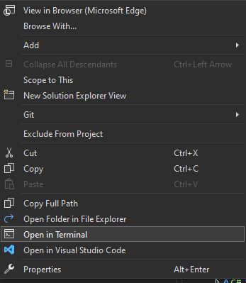Visual Studio 2022 - Open in Windows Terminal